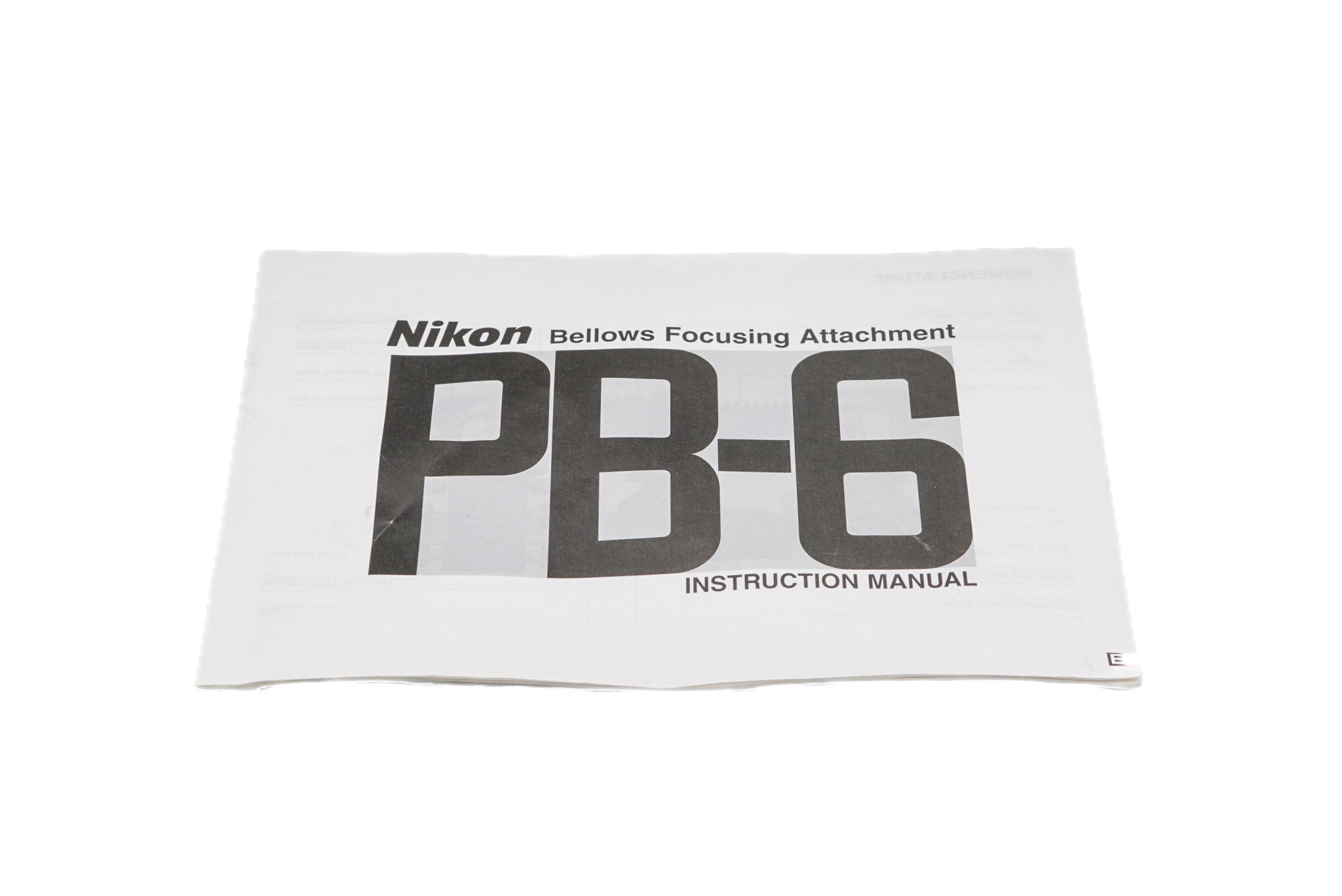 Nikon PB-6 Bellows Instructions - Accessory – Kamerastore