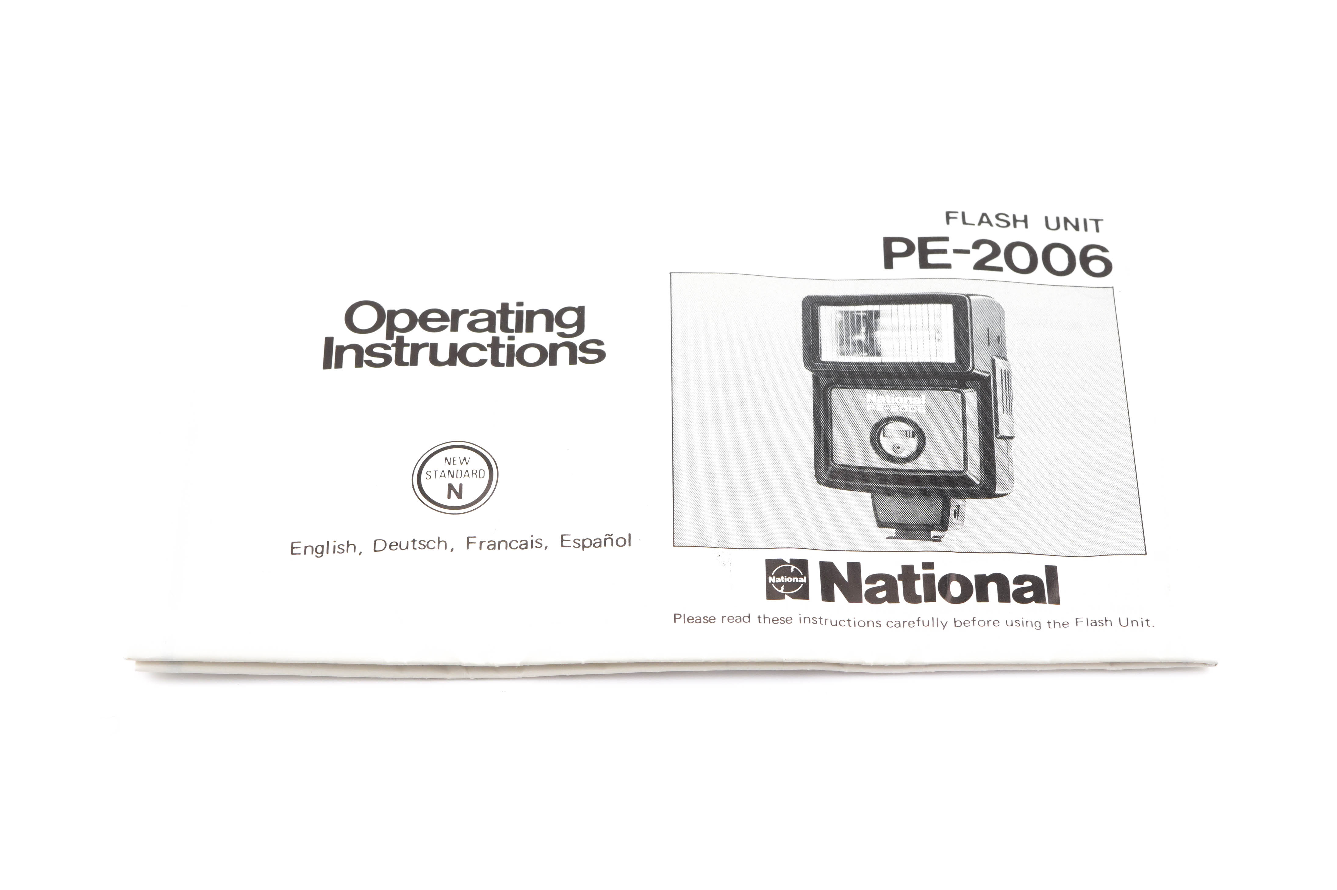National PE-2006 Instructions - Accessory – Kamerastore