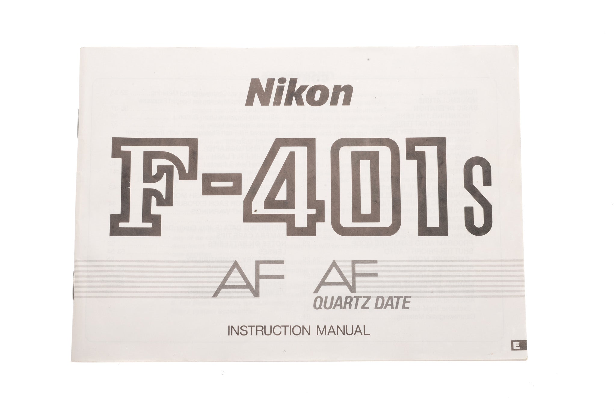 Nikon F-401 AF / AF Quartz Date Instructions – Kamerastore