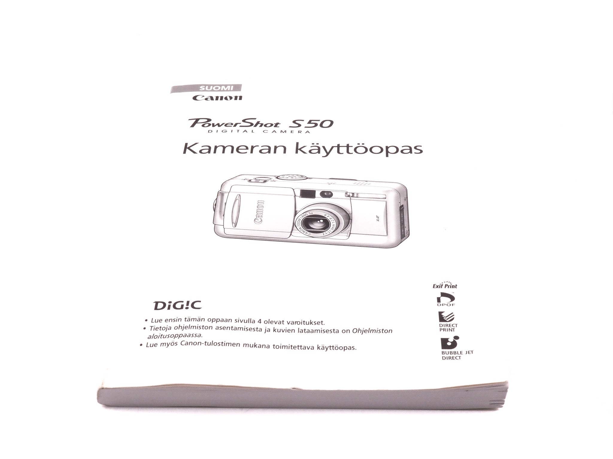 Canon Powershot S50 Instructions - Accessory – Kamerastore