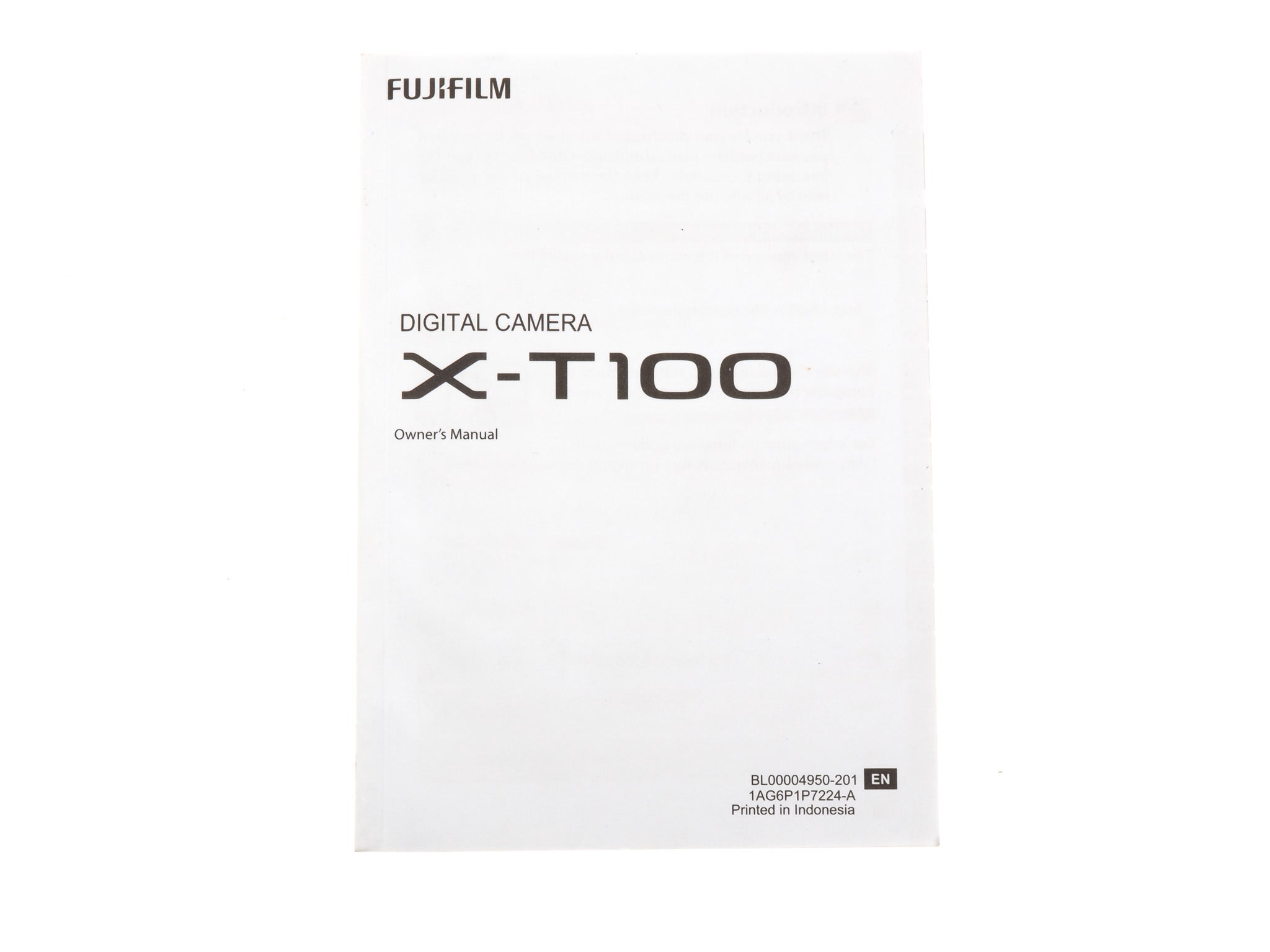 Fujifilm X-T100 Instructions - Accessory – Kamerastore