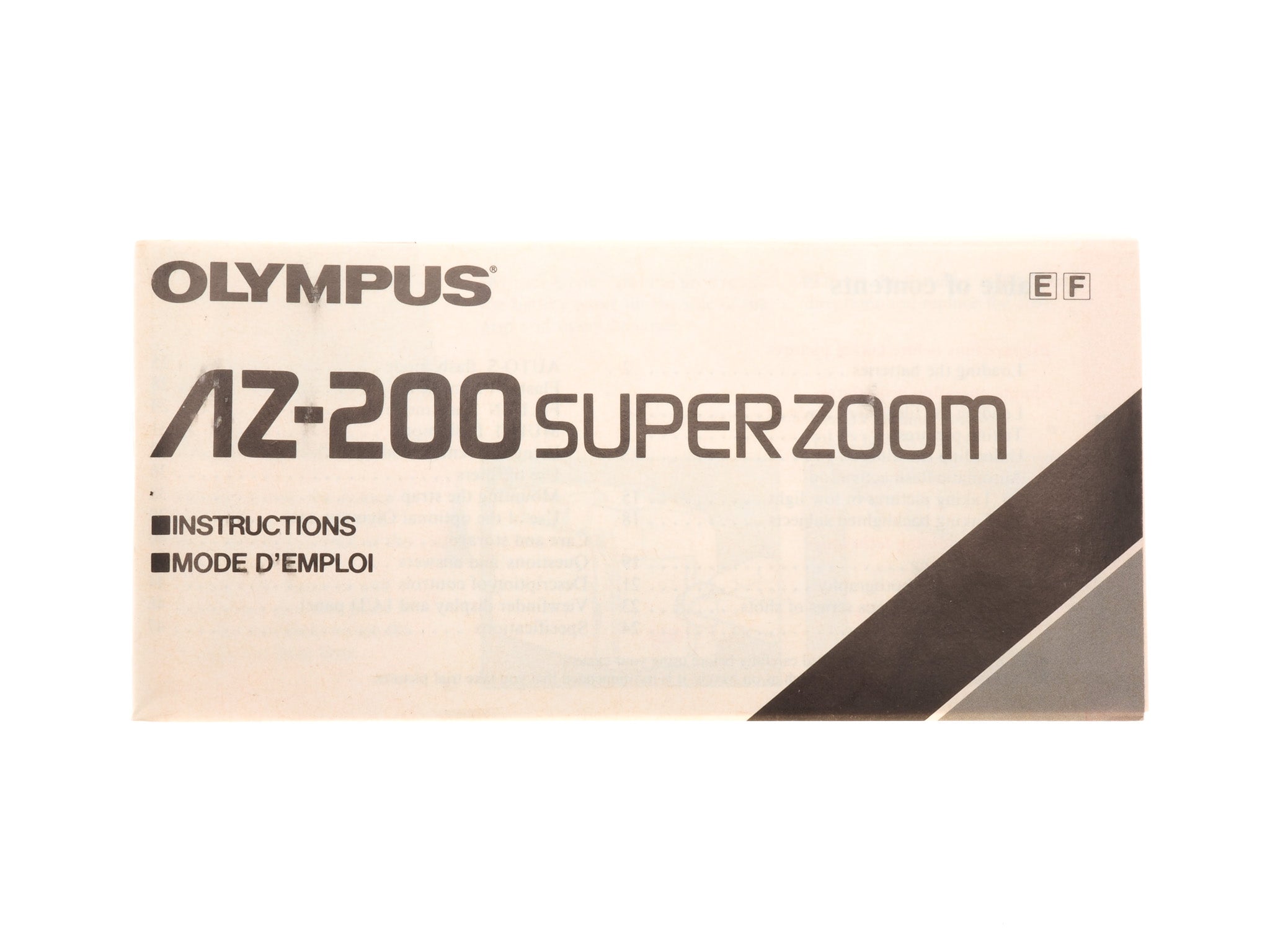 Olympus AZ-200 Super Zoom Instructions - Accessory – Kamerastore